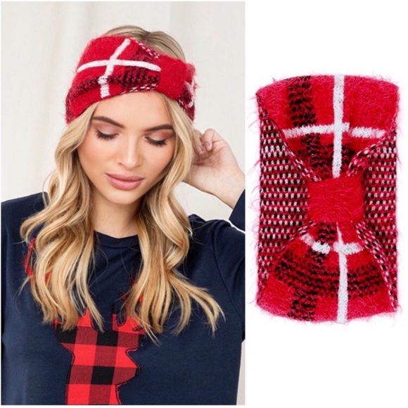 Private Label | Accessories | 3new Red Plaid Womens Head Warmer Ear ...
